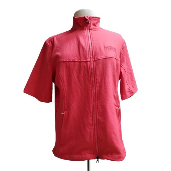 Kate Lord | Tops | Kate Lord Ladies M Full Zip Ss Polo Shirt Pink ...